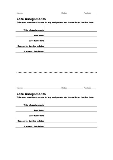 Late Assignments Form Printable Pdf Download