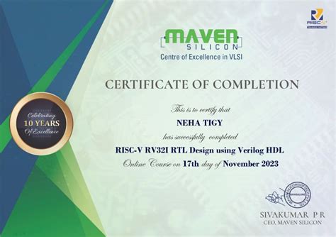 Completed Risc V Rtl Design Course Neha Tigy Posted On The Topic