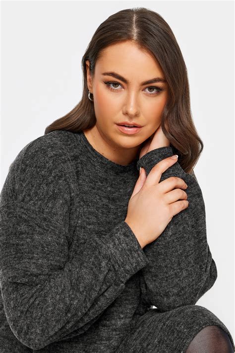 Yours Plus Size Charcoal Grey Soft Touch Jumper Dress Yours Clothing