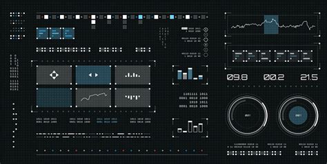 Futuristic User Interface Spaceship Screen Elements Set Infographic Display Stock Illustration