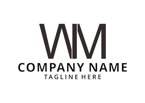 흰색 배경에 Wm 이름이 적힌 큰 검은색 로고 프리미엄 벡터