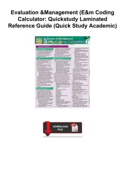 PDF Download Evaluation Management E M Coding Calculator Quickstudy Laminated Reference