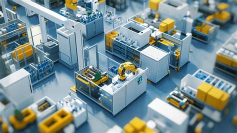 Advanced Collaborative Robot Utilization In Modern Production Facility Stock Illustration