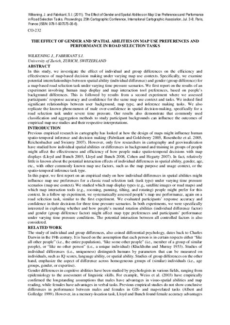 Pdf The Effect Of Gender And Spatial Abilities On Map Use Preferences