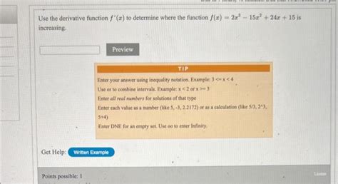 solved use the derivative function f′ x to determine where