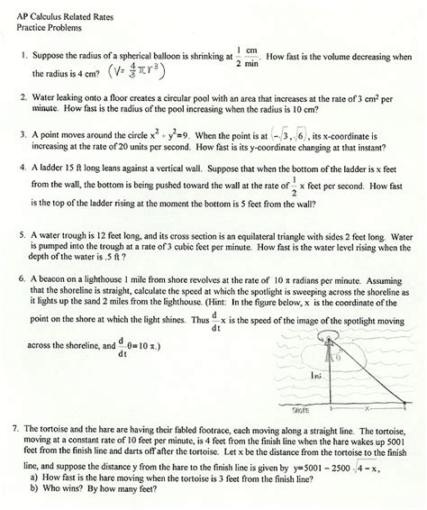 Related Rates Practice Problems