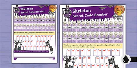 Skeleton Themed Multiplication Code Breaker Twinkl