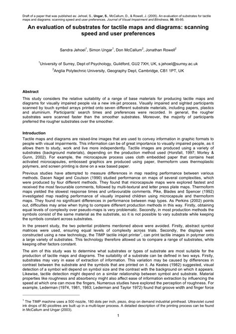 Pdf An Evaluation Of Substrates For Tactile Maps And Diagrams