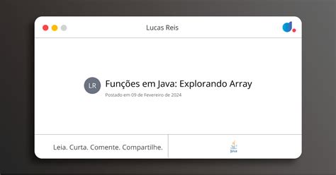 Funções Em Java Explorando Array Lucas Reis Java Dio