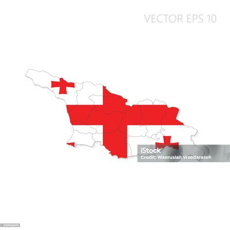 조지아 지도와 국기 세부 사항 흰색 배경에 분리된 상태 벡터 일러스트 레이 션 Eps10 그루지야에 대한 스톡 벡터 아트 및