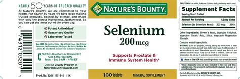Natures Bounty Selenium 200 Mcg Tablets 100 Ct