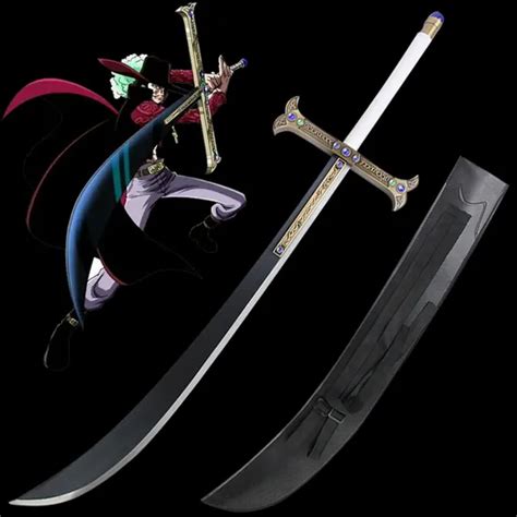 One Piece Carbon Steel Dracule Mihawks Sword Gemstone Katana And