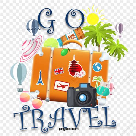 여행 휴가 일러스트 수하물 신발 모자 및 카메라 요소개념외딴 Png 일러스트 무료 다운로드 Lovepik