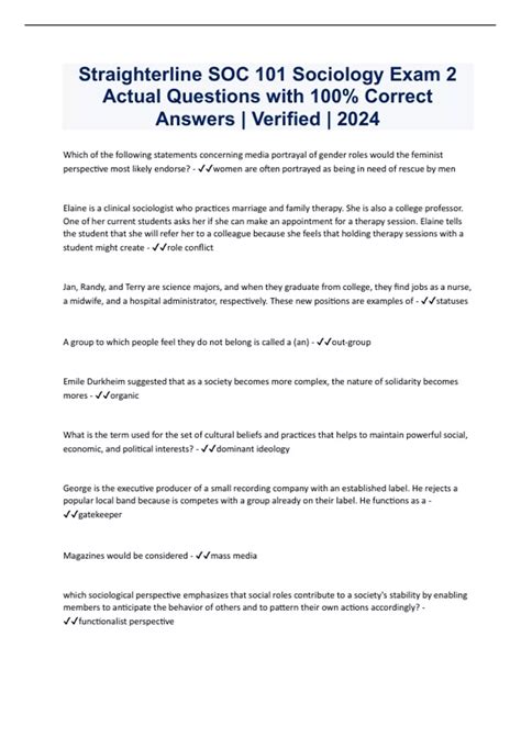Straighterline Soc 101 Sociology Exam 2 Actual Questions With 100 Correct Answers Verified
