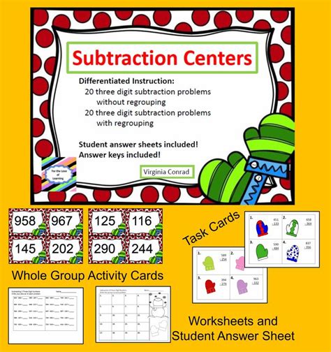 Subtracting Digit Numbers With And Without Regrouping Mitten Theme Subtraction