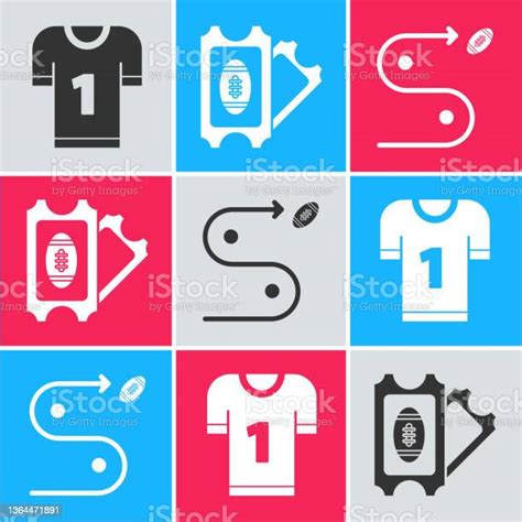 미국 축구 유니폼 미식 축구 티켓 및 계획 전략 개념 아이콘을 설정합니다 벡터 Championship에 대한 스톡 벡터 아트 및 기타 이미지 Championship