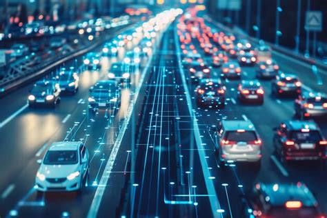 Illustrate An Intelligent Highway System With Realtime Traffic Updates And Autonomous Vehicle