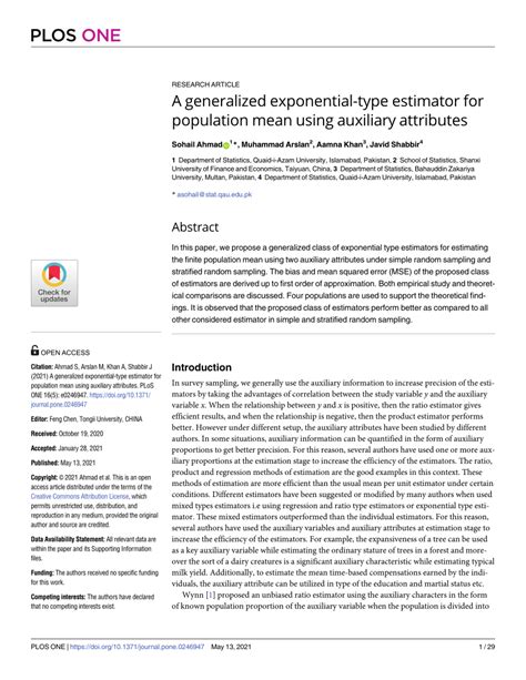 Pdf A Generalized Exponential Type Estimator For Population Mean Using Auxiliary Attributes