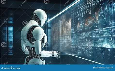 This Generative Ai Illustration Portrays A Robotic Humanoid Scrutinizing Advanced Scientific