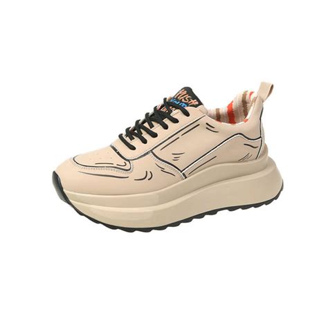 Badu Bg Дамски модерни кецове с дебела подметка и връзки Badu Bg