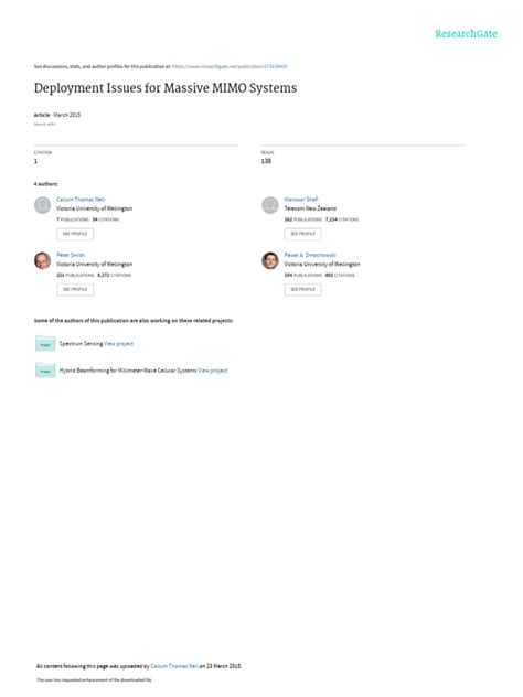 Deploymentissuesformassivemimosystems Pdf Mimo Antenna Radio