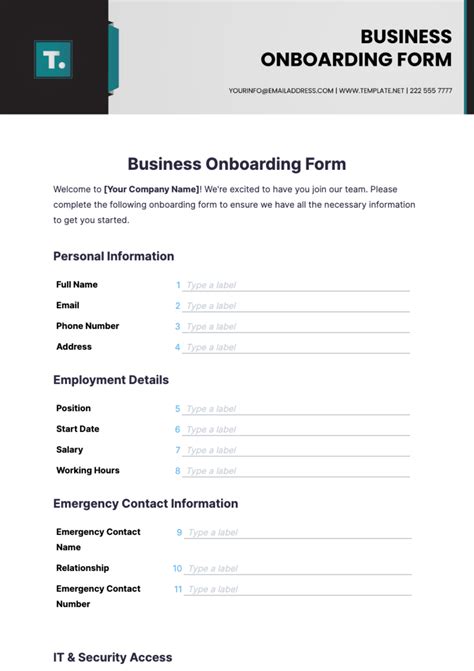Free Business Onboarding Form Template To Edit Online