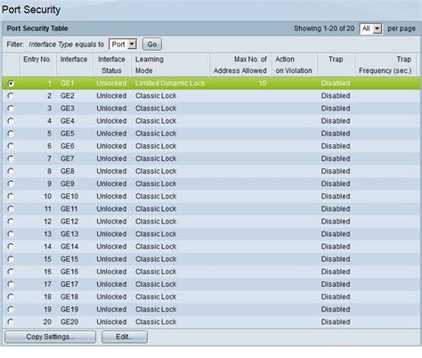 Port Security Configuration On The 200300 Series Managed Switches Cisco