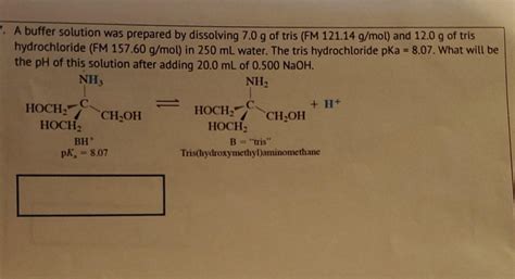 Solved A Buffer Solution Was Prepared By Dissolving 70 G Of