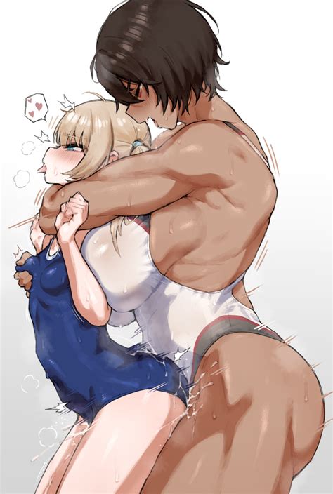 M K Kei M K Rika M K Original Highres Futa Girl Black Hair Blonde Hair Blue Eyes