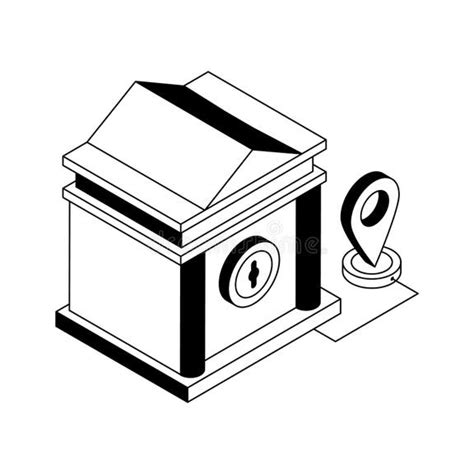An Amazing Isometric Icon Showing Bank Location Pin Stock Vector