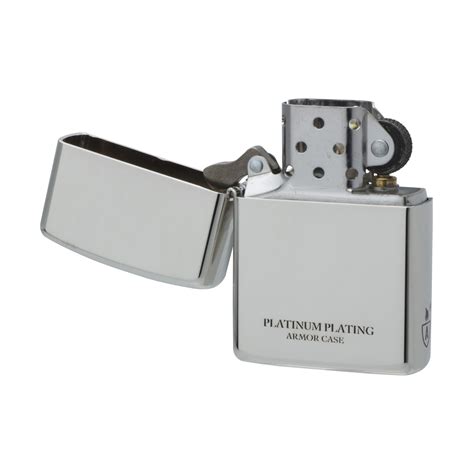162pts Zippo Zippo Silver Armor Lighter Platinum Plated Satin Finish