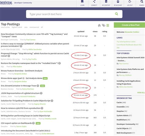 Add Possibility To Sort By Update Field Intersystems Developer Community