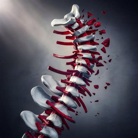 Backbone With Red Fragmented Vertebrae Back Problem Concept 3d Render Premium Ai Generated Image