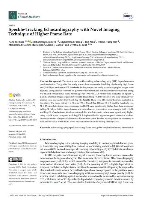 Pdf Speckle Tracking Echocardiography With Novel Imaging Technique Of Higher Frame Rate
