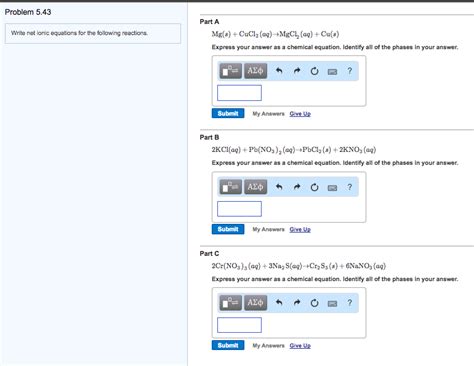 Solved Problem Part A Write Net Ionic Equations For The Chegg