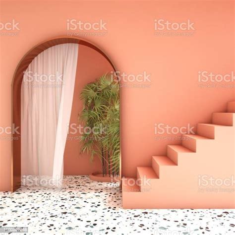 거실 또는 리셉션 배경 3d 일러스트레이션을위한 인테리어 디자인 3d 렌더링 0명에 대한 스톡 사진 및 기타 이미지 0명 건축 계단 Istock