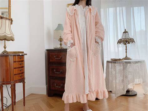 Фланелевый Халат женский зимний длинный халаты для женщин Романтическая Ночная сорочка халат