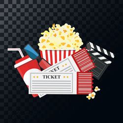 Popcorn And Drink Film Strip Border Cinema Movie Vector Image