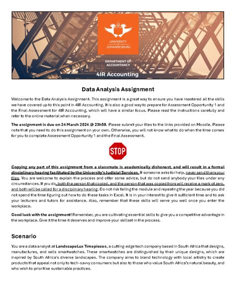 Assignment Instructions Data Analysis Assignment Welcome To The Data