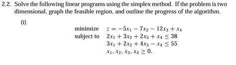 solved 2 2 solve the following linear programs using the