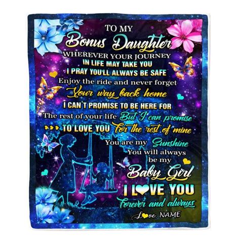 Personalized To My Bonus Daughter From Stepmom Blanket Flower Wherever Your Journey Stepdaug
