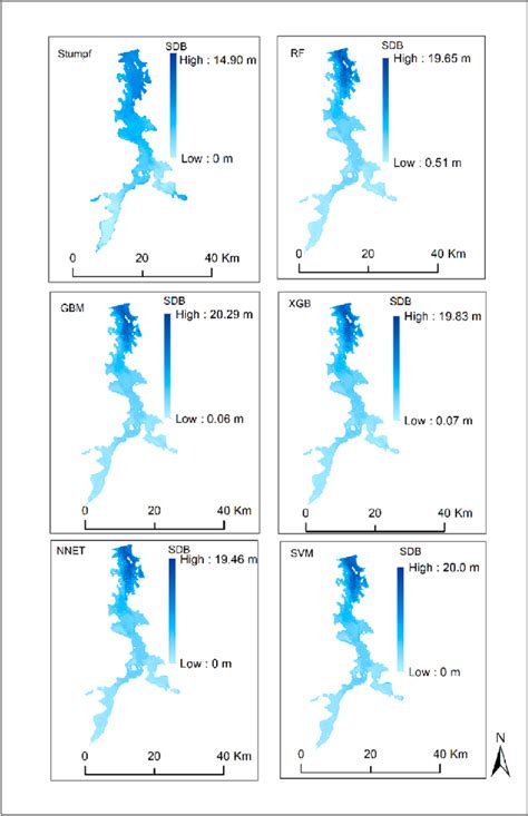 Bathymetric Maps Sdb Generated Using Different Algorithms Stumpf Download Scientific