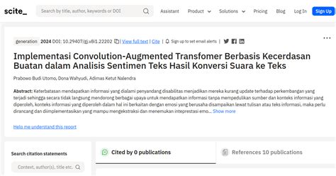 Implementasi Convolution Augmented Transfomer Berbasis Kecerdasan