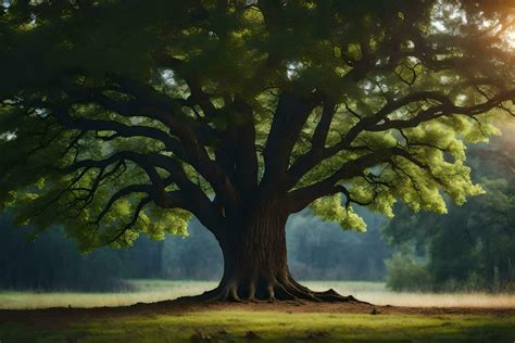 Photo Wallpaper The Sun Tree Grass Grass Trees Trees The Sun The AI Generated