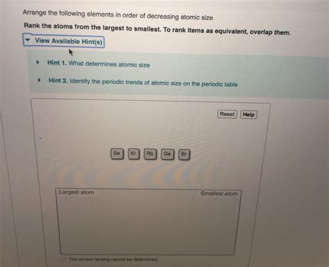 Solved Arrange The Following Elements In Order Of Decreasing