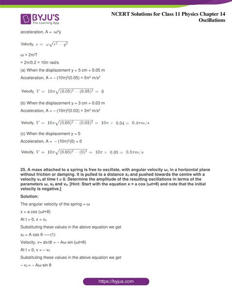 Ncert Solutions For Class 11 Physics Chapter 14 Oscillations