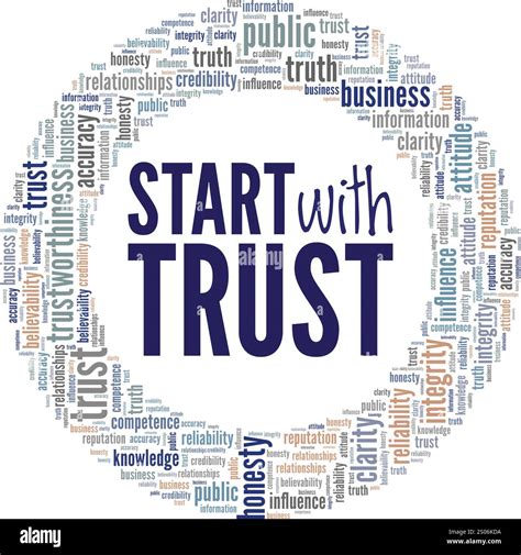 Start With Trust Word Cloud Conceptual Design Isolated On White