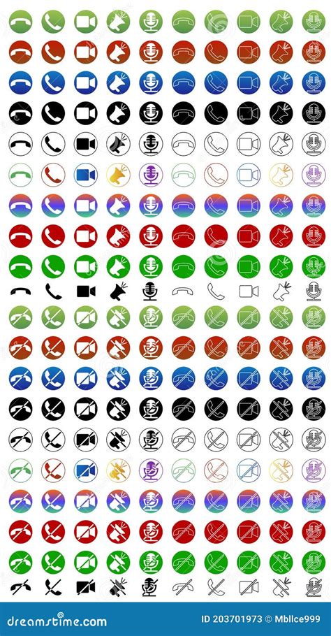 Set Of 200 Communication Icons Button Phone Sound Microphone Camera Call Symbols On