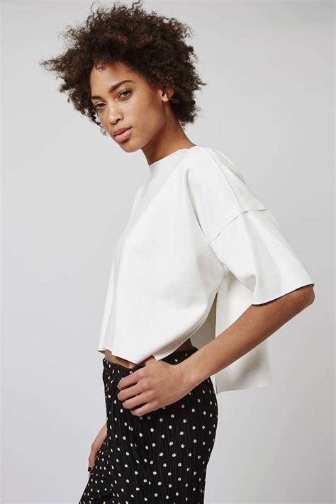 Suedette Oversized Cropped Tee Tops Clothing Topshop Outfit Crop