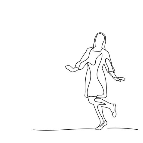 춤추는 소녀의 스케치 프리미엄 벡터